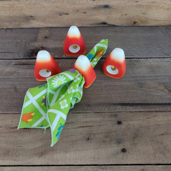 Source Unknown | Holiday | Vintage Halloween Candy Corn Napkin Rings ...